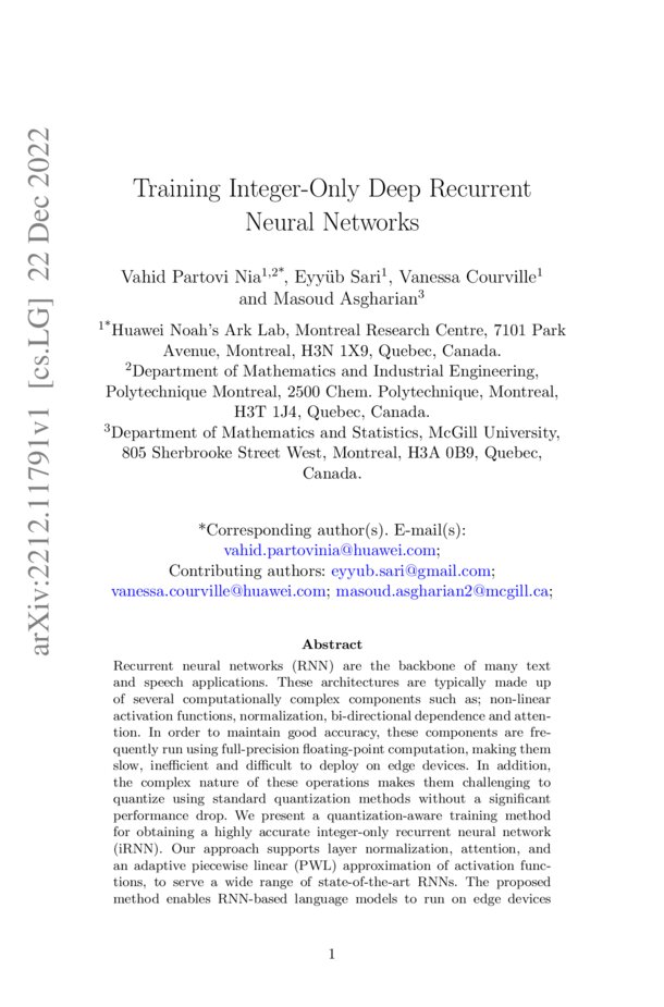 Training Integer Only Deep Recurrent Neural Networks Deepai 