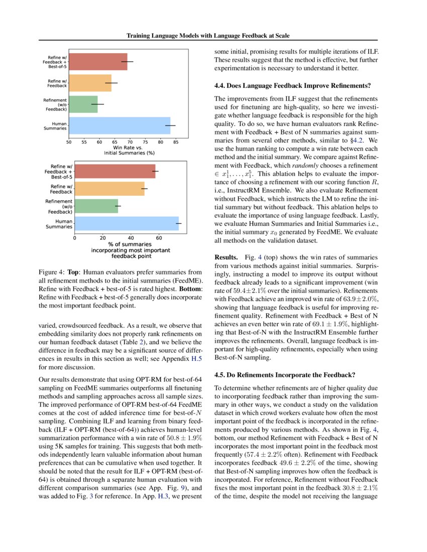 Training Language Models with Language Feedback at Scale | DeepAI