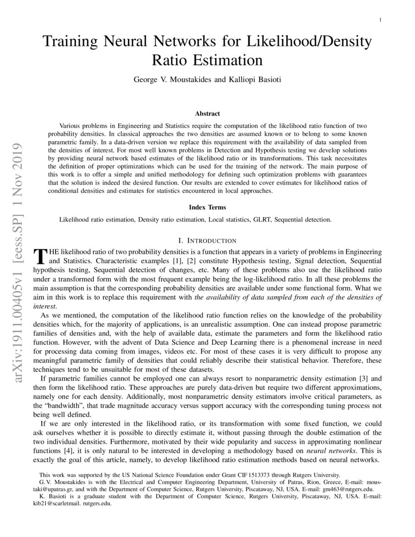 Training Neural Networks for Likelihood/Density Ratio Estimation | DeepAI