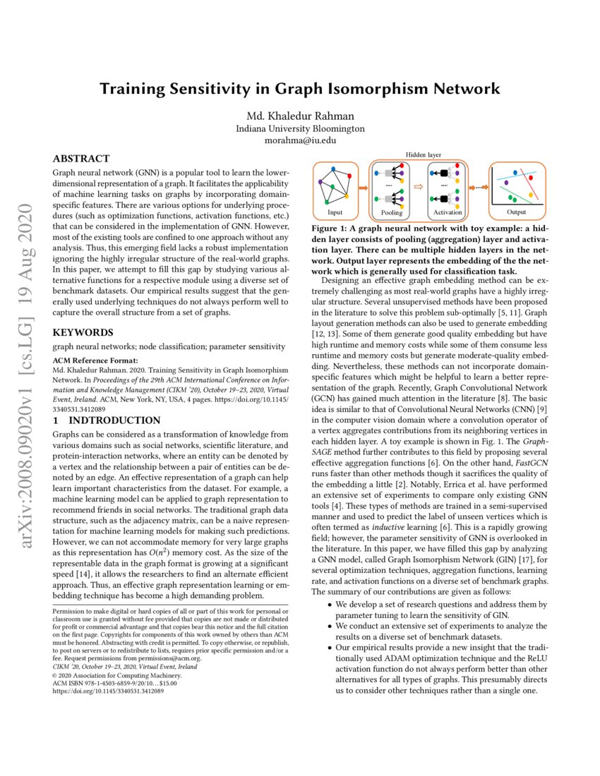 Training Sensitivity in Graph Isomorphism Network | DeepAI
