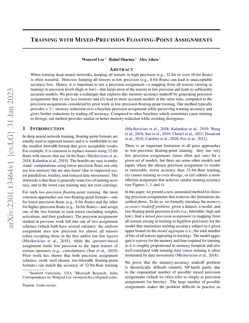 Training with Mixed-Precision Floating-Point Assignments | DeepAI