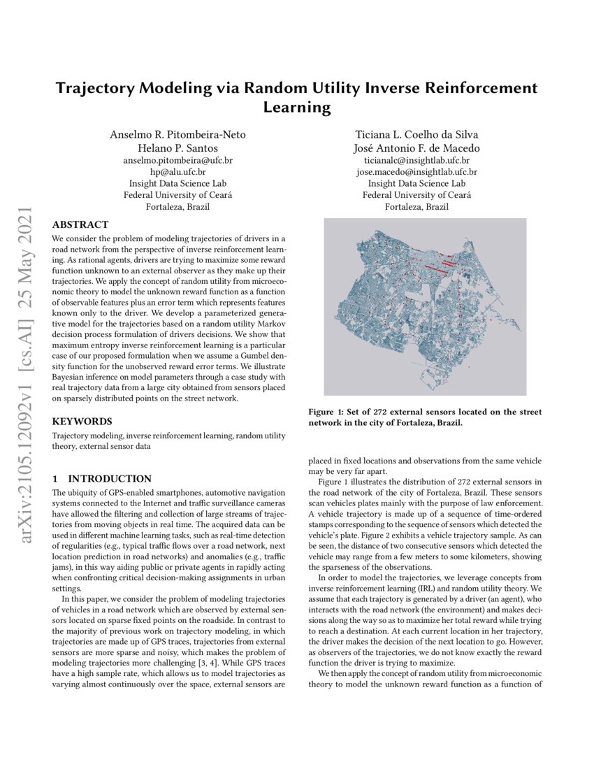 Trajectory Modeling Via Random Utility Inverse Reinforcement Learning Deepai