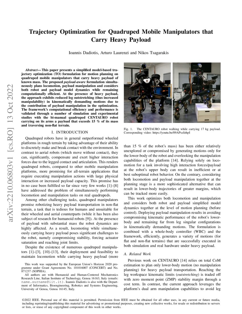 Trajectory Optimization For Quadruped Mobile Manipulators That Carry