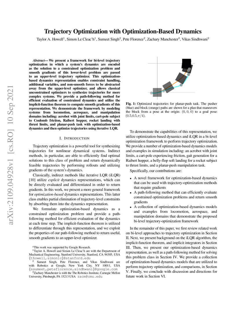 Trajectory Optimization With Optimization Based Dynamics Deepai