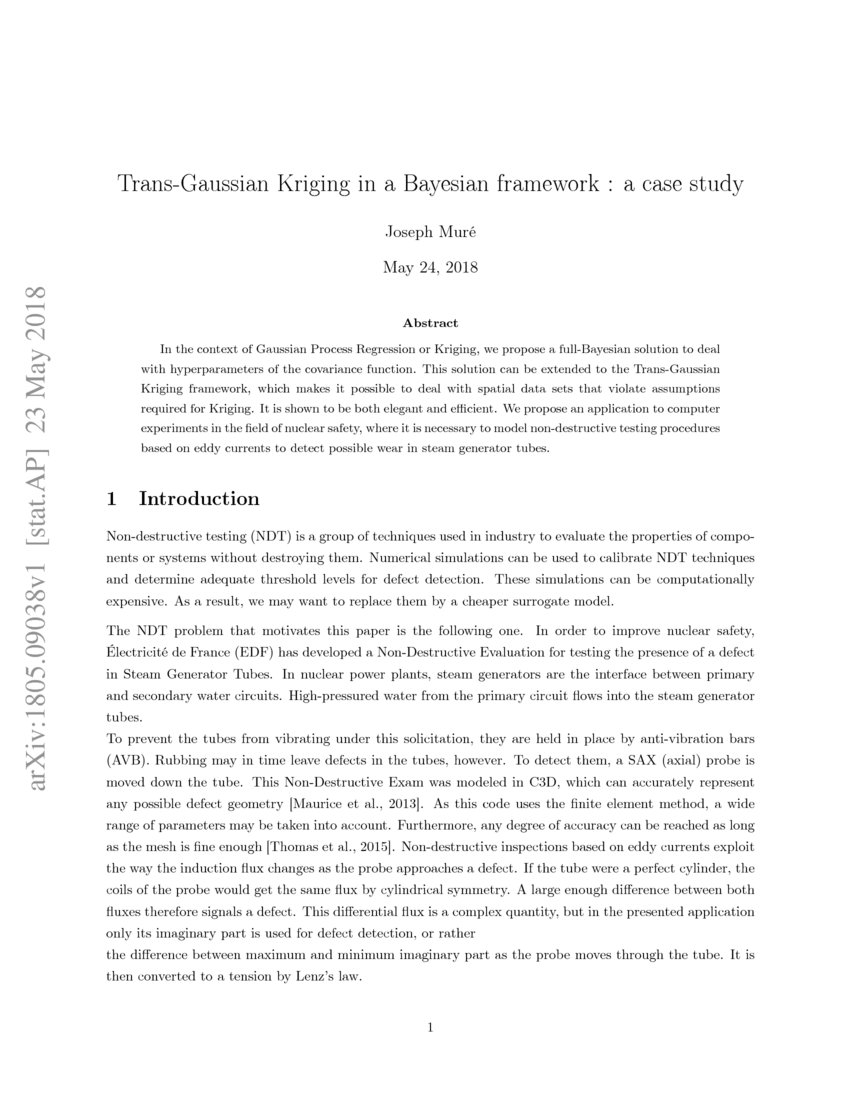 Trans-Gaussian Kriging in a Bayesian framework : a case study | DeepAI
