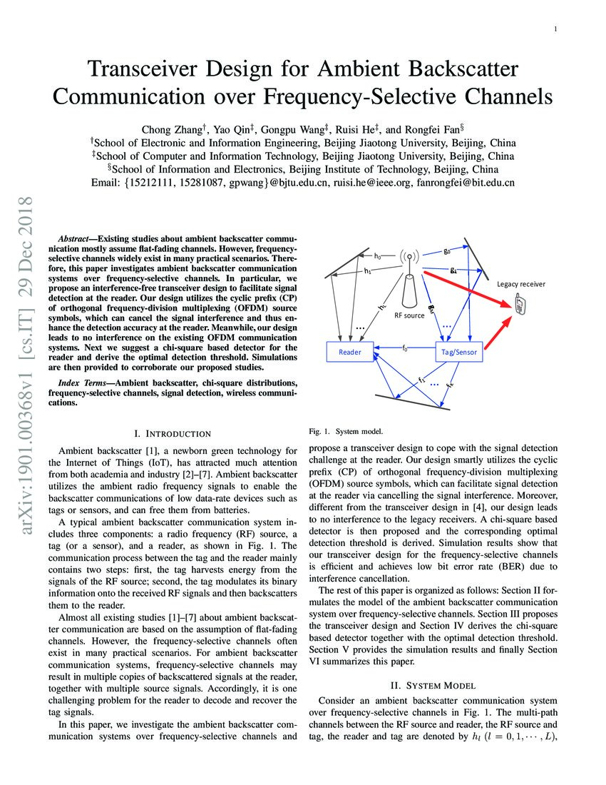 Transceiver Design for Ambient Backscatter Communication over Frequency ...