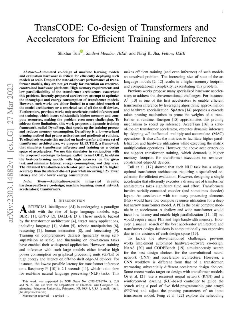Transcode Co Design Of Transformers And Accelerators For Efficient