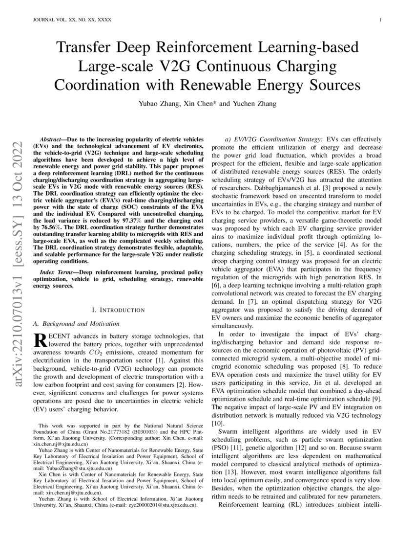 Transfer Deep Reinforcement Learning Based Large Scale V2g Continuous 6023