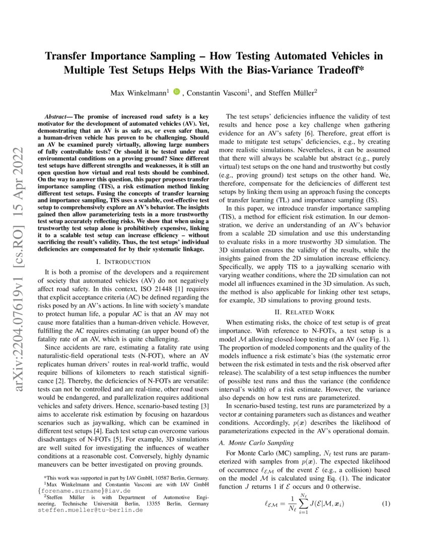 Transfer Importance Sampling x2013 How Testing Automated Vehicles in ...