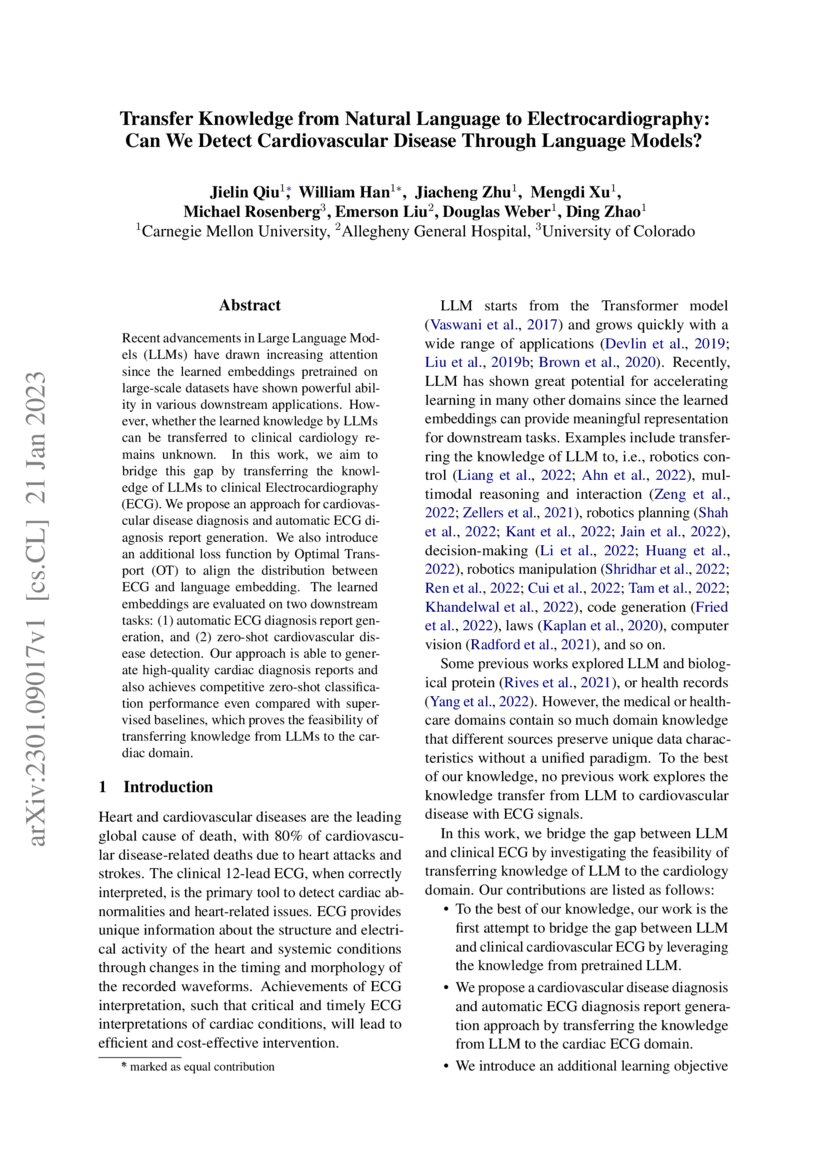 Transfer Knowledge from Natural Language to Electrocardiography: Can We ... Transfer Knowledge from Natural Language to Electrocardiography: Can We ...