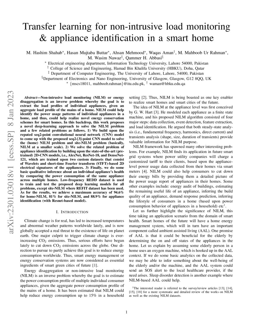 Transfer learning for non-intrusive load monitoring and appliance ...