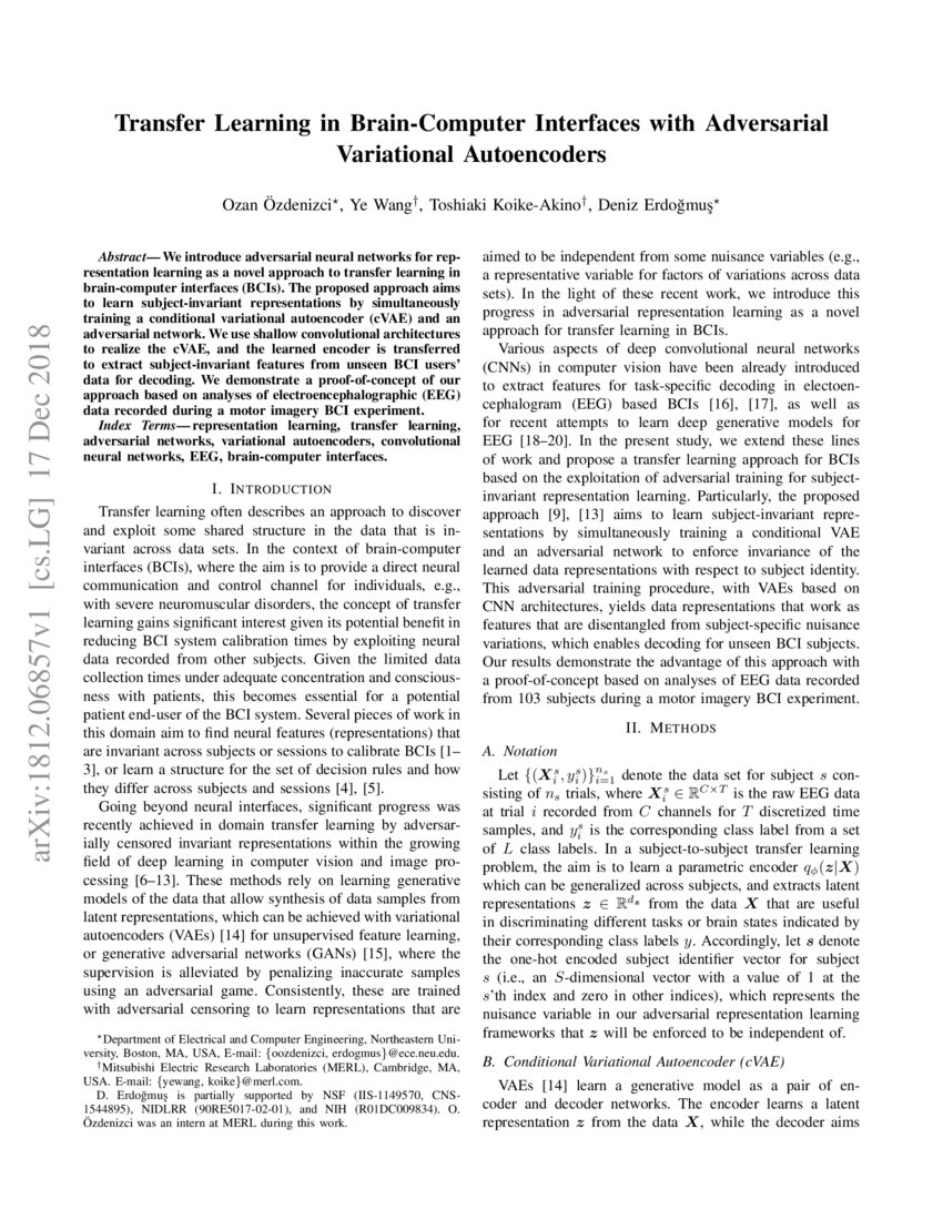 Transfer Learning in Brain-Computer Interfaces with Adversarial ...