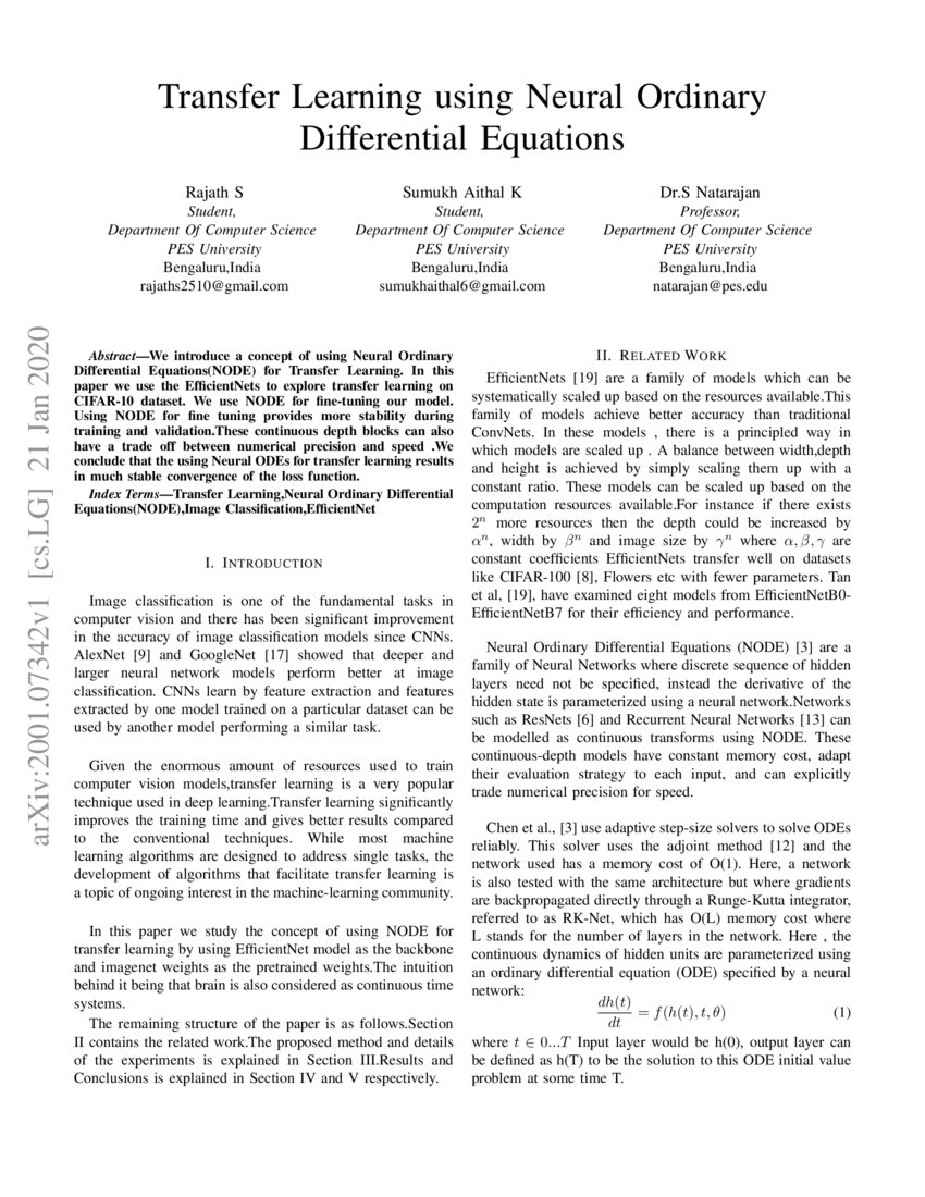 Transfer Learning using Neural Ordinary Differential Equations | DeepAI