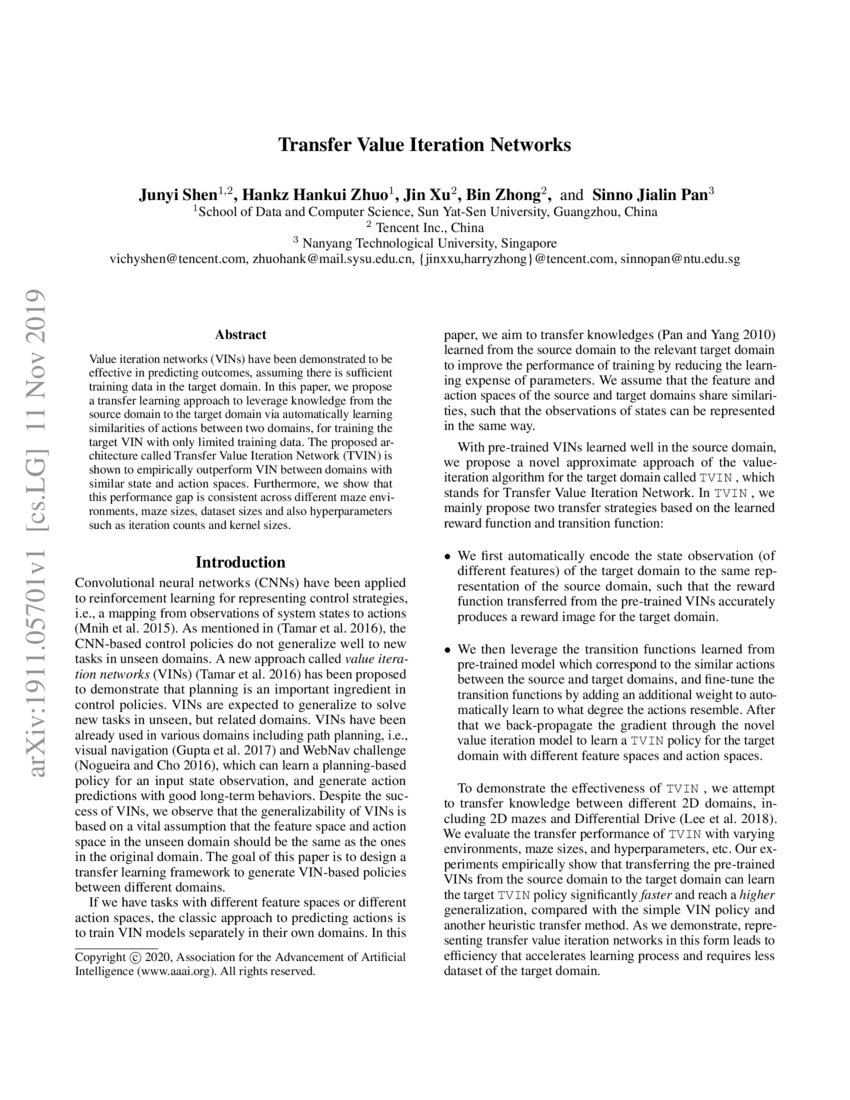 Transfer Value Iteration Networks Deepai