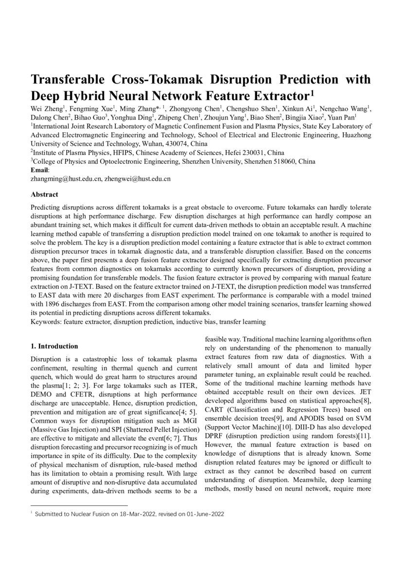 Transferable Cross Tokamak Disruption Prediction With Deep Hybrid