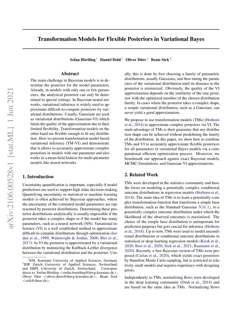 Transformation Models For Flexible Posteriors In Variational Bayes Deepai
