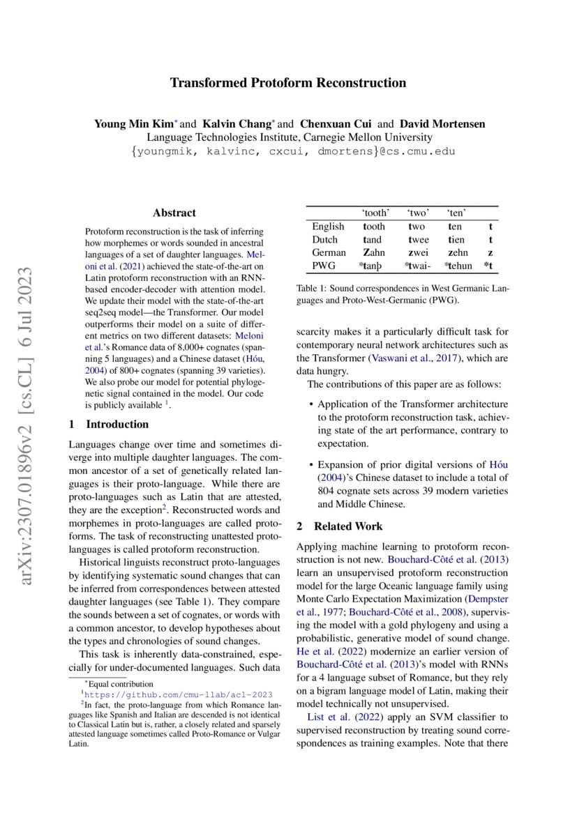 Transformed Protoform Reconstruction | DeepAI