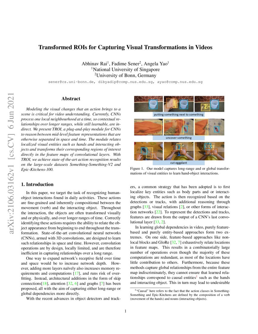 Transformed ROIs for Capturing Visual Transformations in Videos | DeepAI