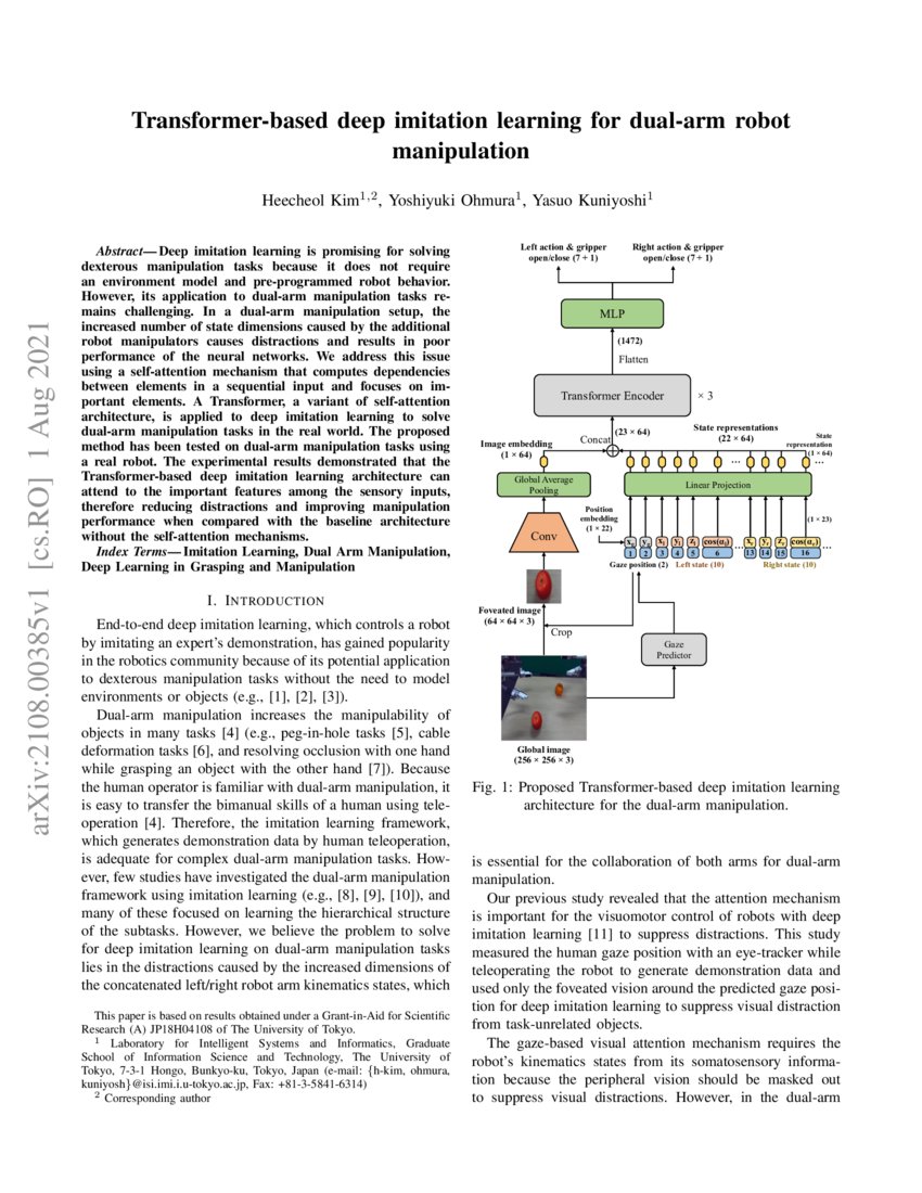 Transformer-based deep imitation learning for dual-arm robot ...