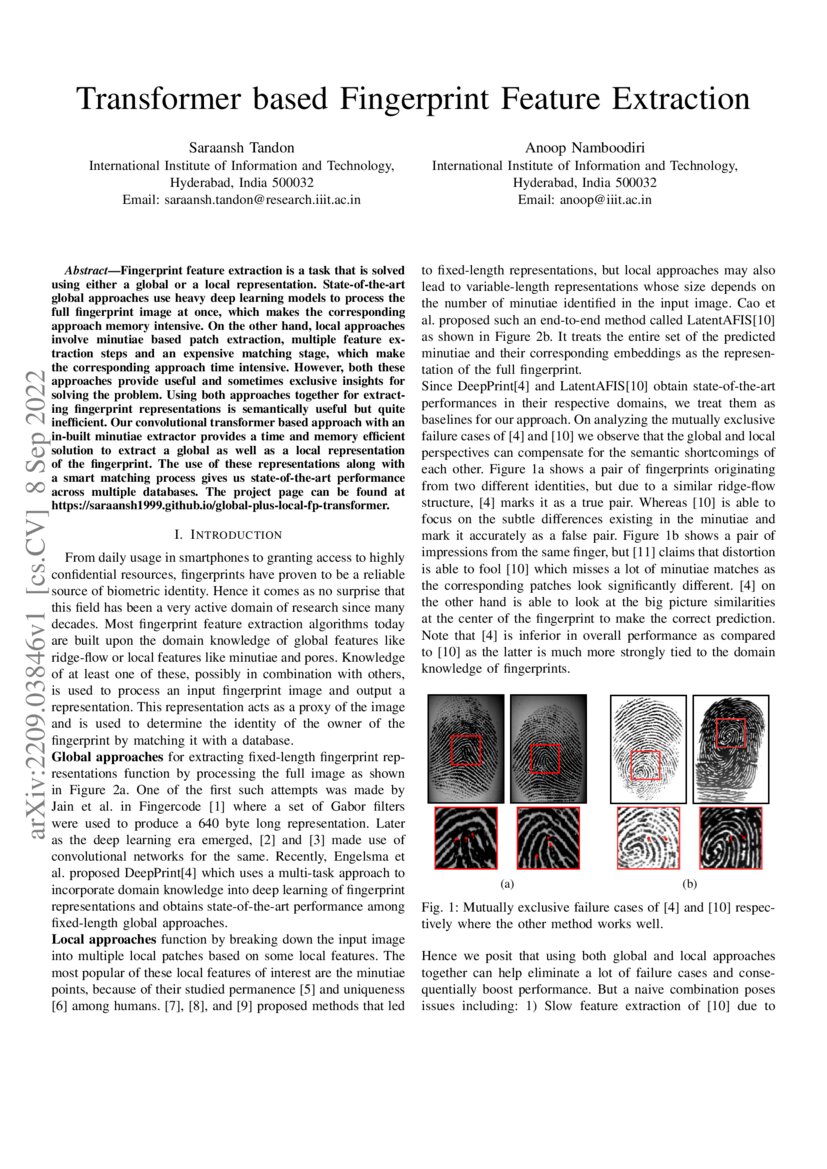 Transformer based Fingerprint Feature Extraction | DeepAI Transformer based Fingerprint Feature Extraction | DeepAI