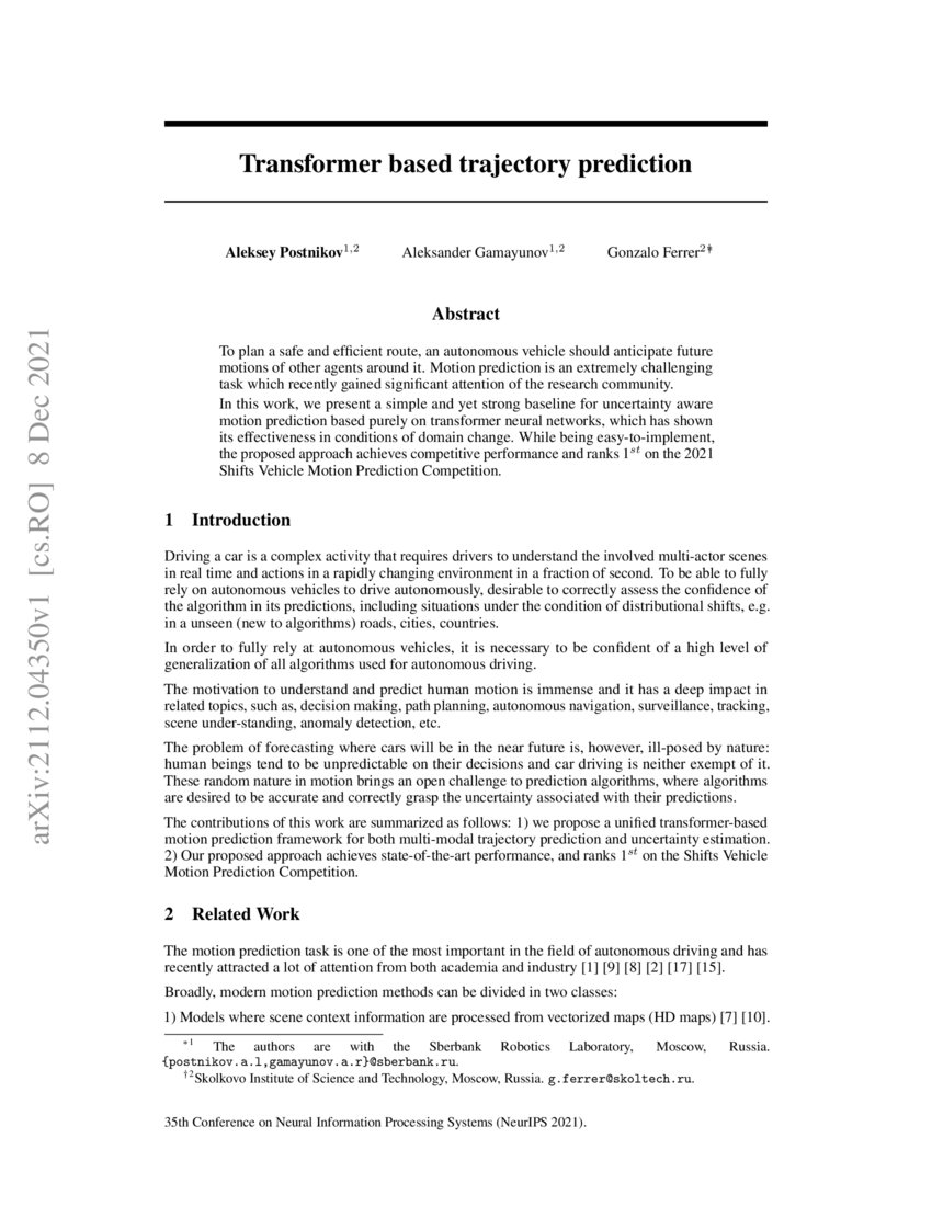 Transformer based trajectory prediction | DeepAI
