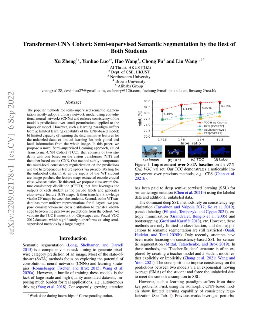 Transformer Cnn Cohort Semi Supervised Semantic Segmentation By The 3201