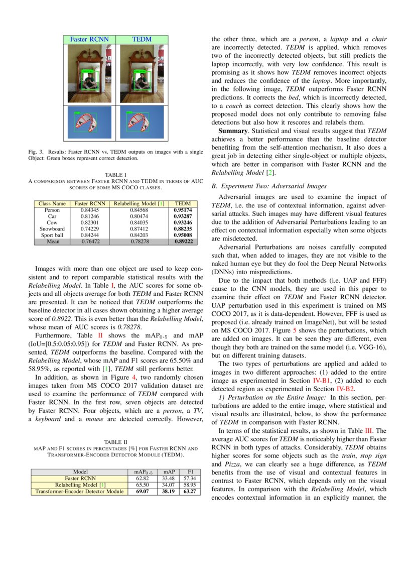 Transformer Encoder Detector Module Using Context To Improve Robustness To Adversarial Attacks