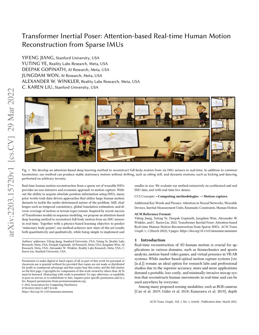 Transformer Inertial Poser: Attention-based Real-time Human Motion ...
