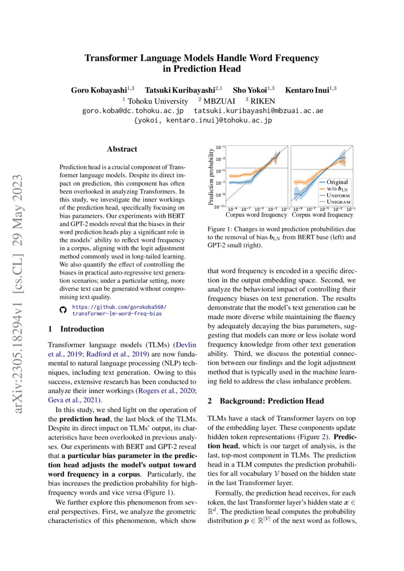 Transformer Language Models Handle Word Frequency in Prediction Head | DeepAI