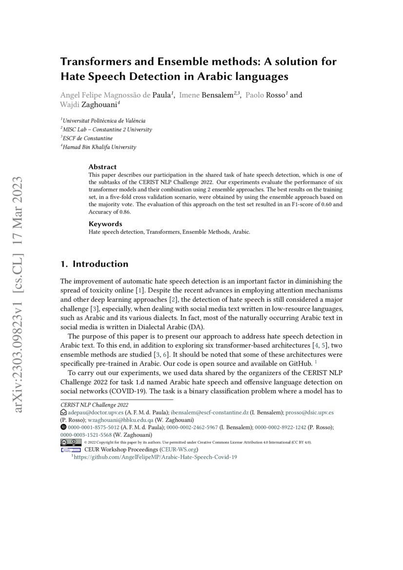 Transformers And Ensemble Methods A Solution For Hate Speech Detection