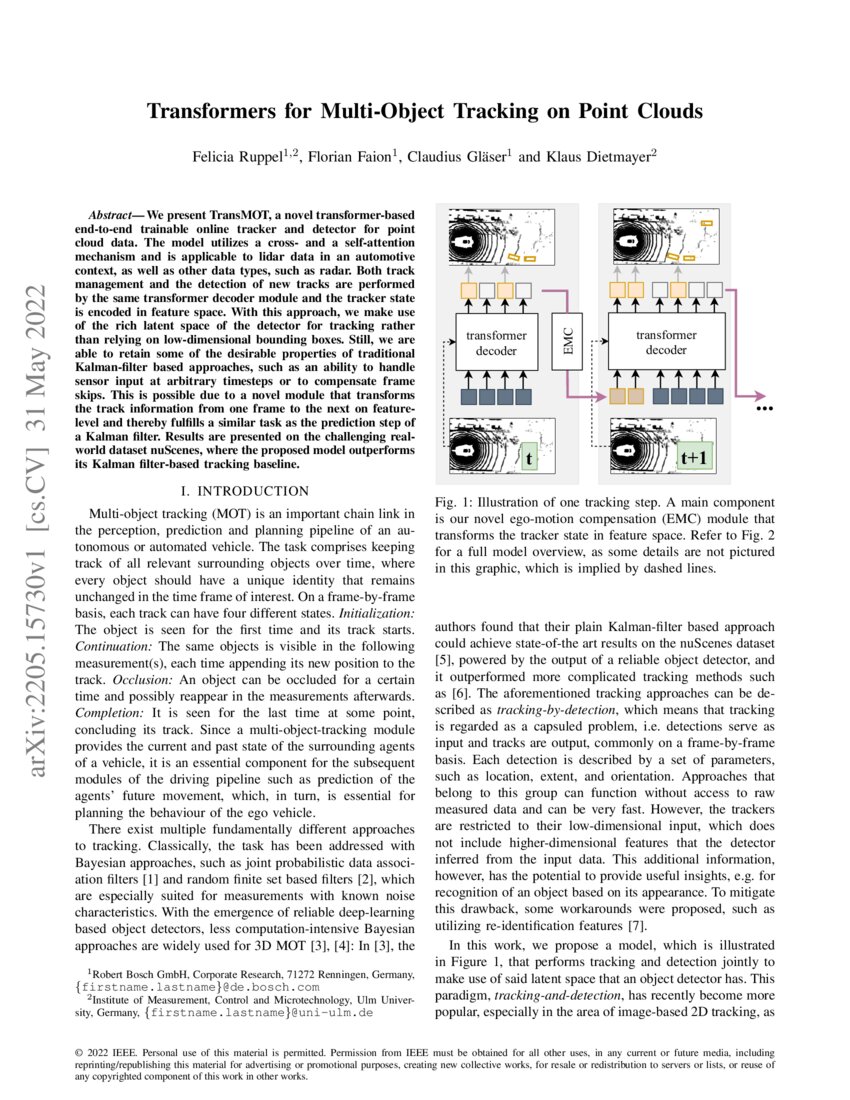 Transformers for Multi-Object Tracking on Point Clouds | DeepAI