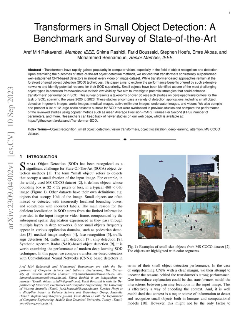 Transformers In Small Object Detection A Benchmark And Survey Of State