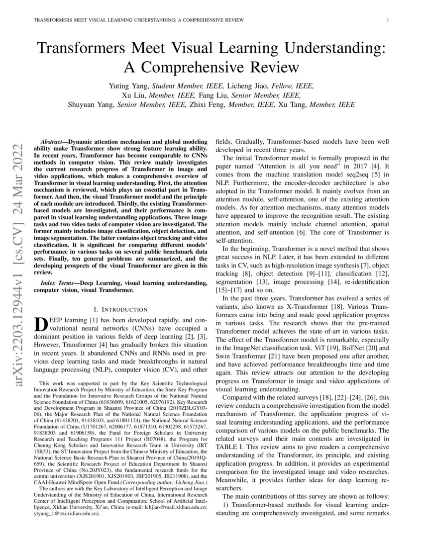 Transformers Meet Visual Learning Understanding: A Comprehensive Review | DeepAI