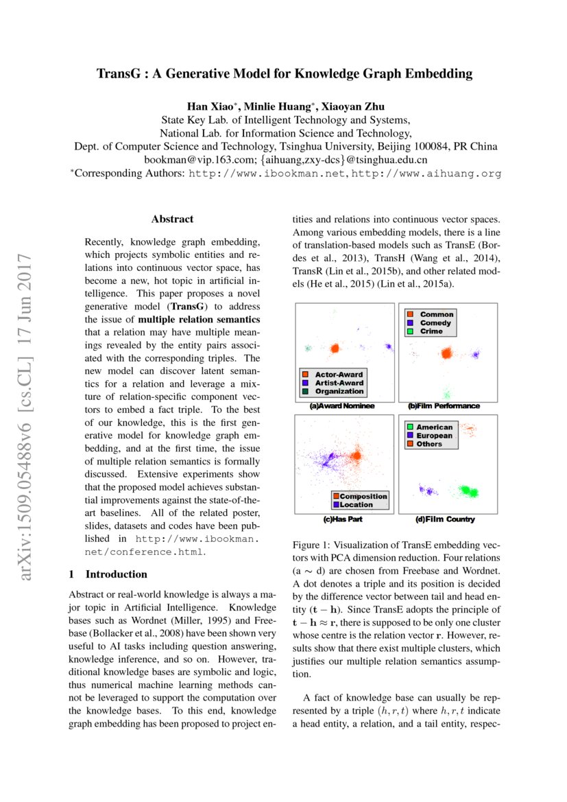 TransG : A Generative Mixture Model for Knowledge Graph Embedding | DeepAI