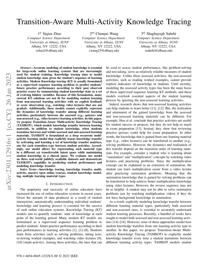Transition-Aware Multi-Activity Knowledge Tracing | DeepAI