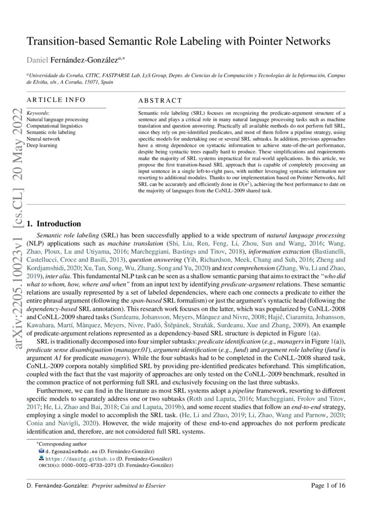 Transition-based Semantic Role Labeling with Pointer Networks | DeepAI