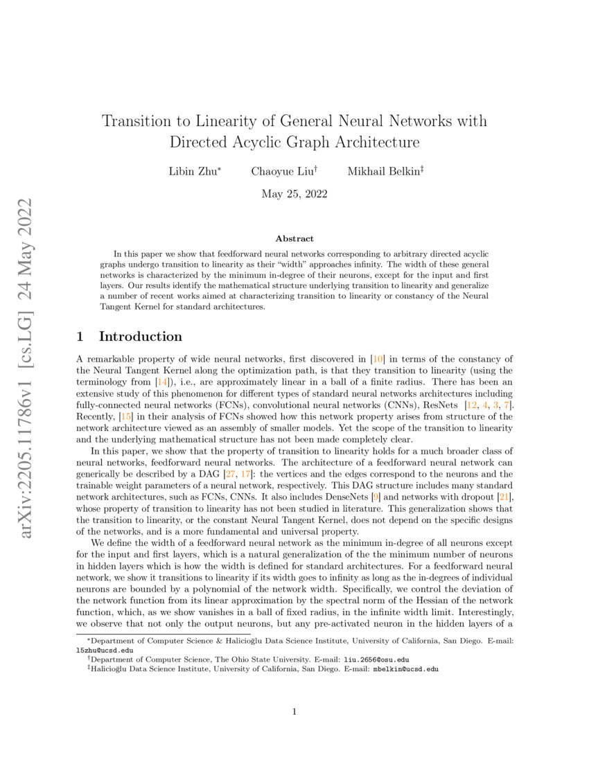 Transition to Linearity of General Neural Networks with Directed Acyclic Graph Architecture | DeepAI