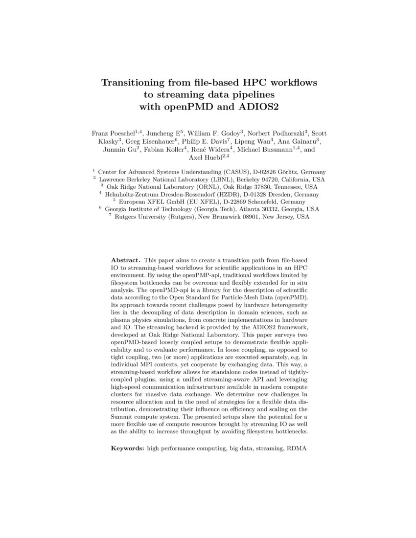 Transitioning from file-based HPC workflows to streaming data pipelines with openPMD and ADIOS2 ...