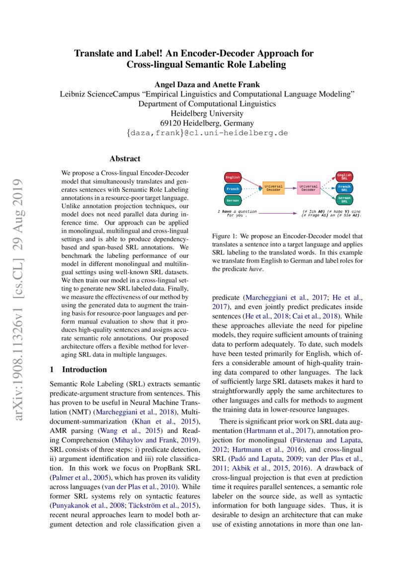 Translate And Label An Encoder Decoder Approach For Cross Lingual Semantic Role Labeling Deepai