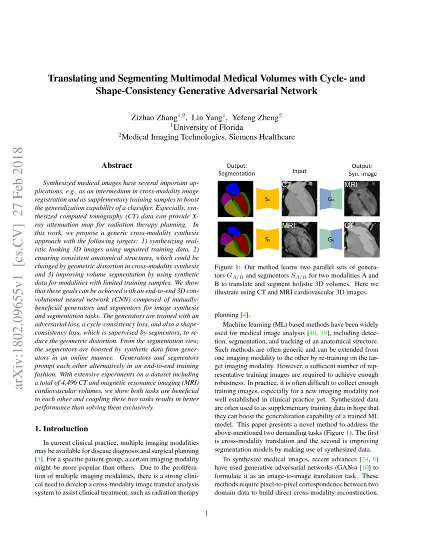 Translating and Segmenting Multimodal Medical Volumes with Cycle- and Shape-Consistency ...