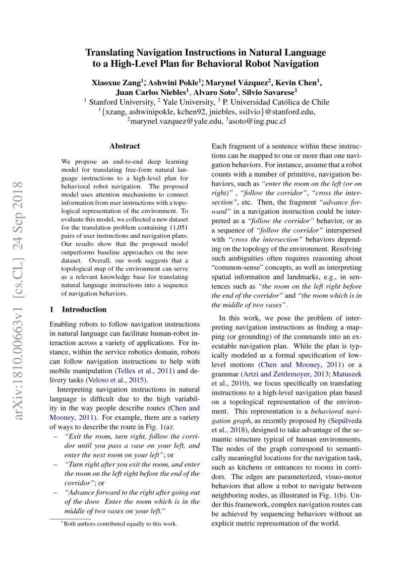 Translating Navigation Instructions in Natural Language to a High-Level Plan for Behavioral ...