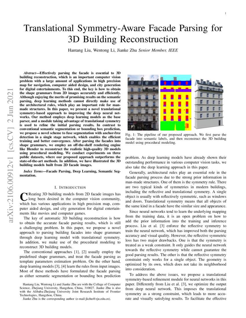 Translational Symmetry-Aware Facade Parsing for 3D Building Reconstruction | DeepAI