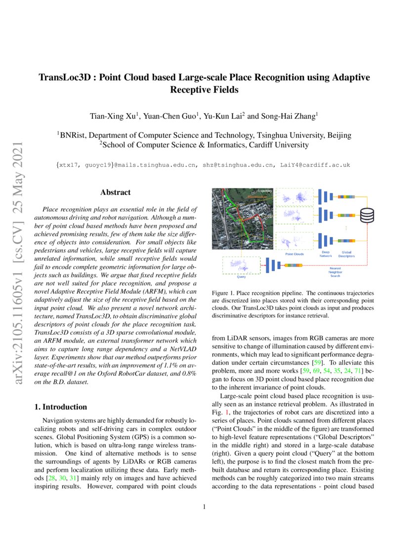 TransLoc3D : Point Cloud based Large-scale Place Recognition using Adaptive Receptive Fields ...