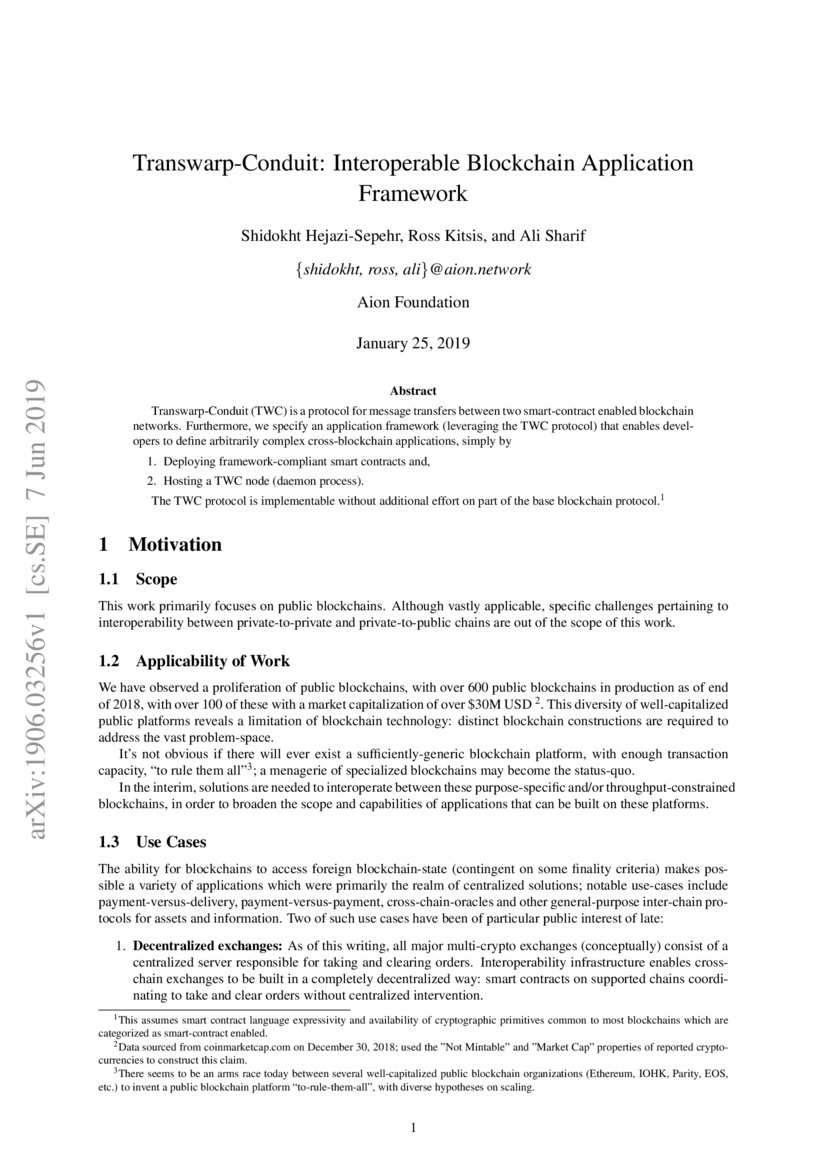 Transwarp Conduit: Interoperable Blockchain Application Framework | DeepAI