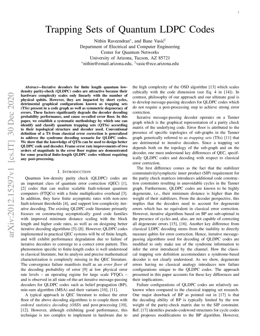 Trapping Sets Of Quantum Ldpc Codes Deepai