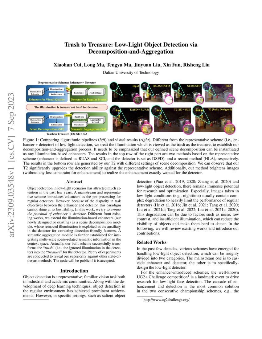 Trash to Treasure: Low-Light Object Detection via Decomposition-and-Aggregation | DeepAI