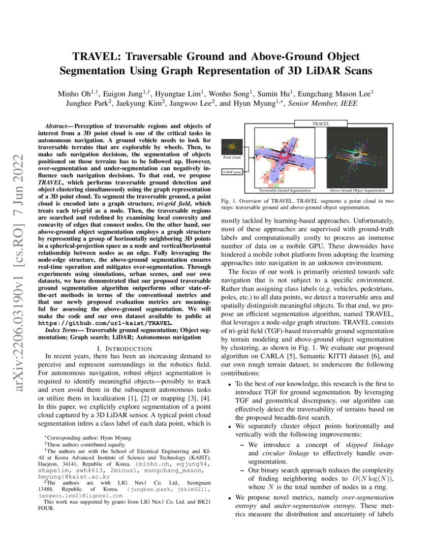 Travel Traversable Ground And Above Ground Object Segmentation Using