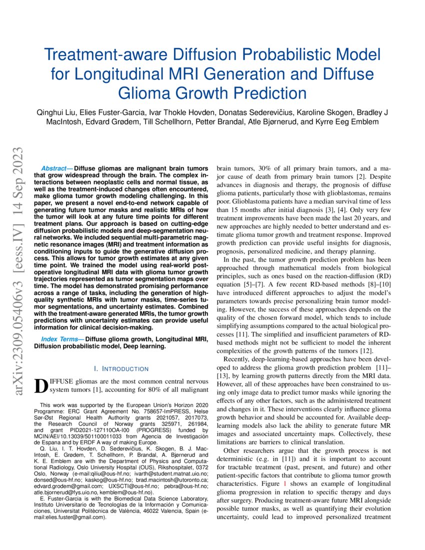 Treatment-aware Diffusion Probabilistic Model for Longitudinal MRI Generation and Diffuse Glioma ...