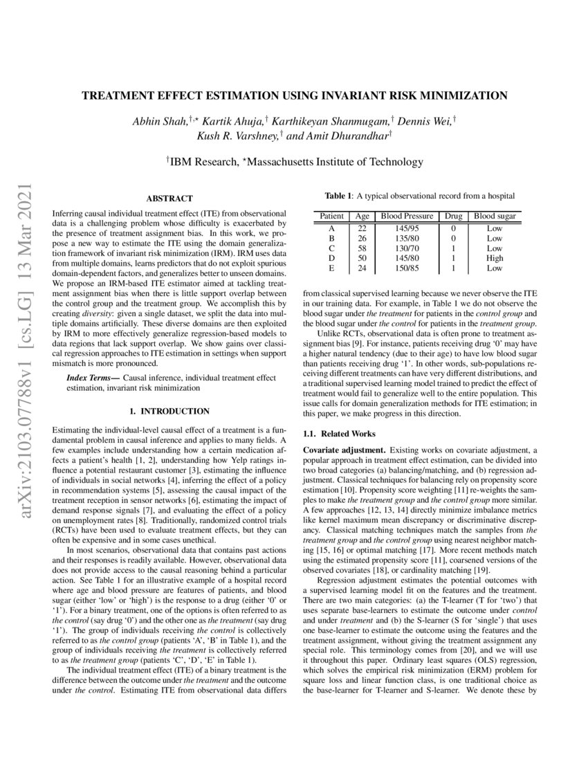 Treatment Effect Estimation Using Invariant Risk Minimization Deepai
