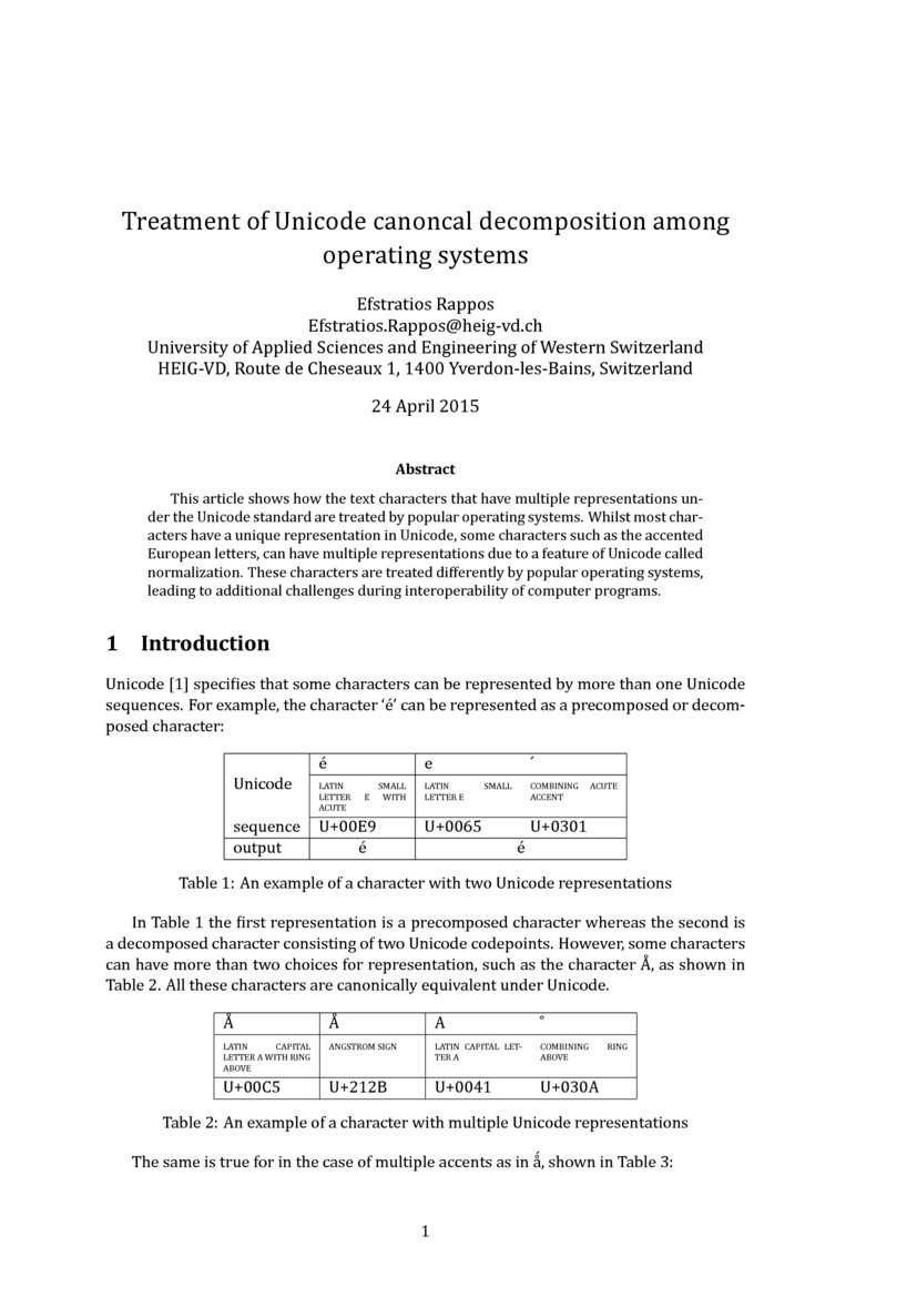 Treatment of Unicode canoncal decomposition among operating systems ...